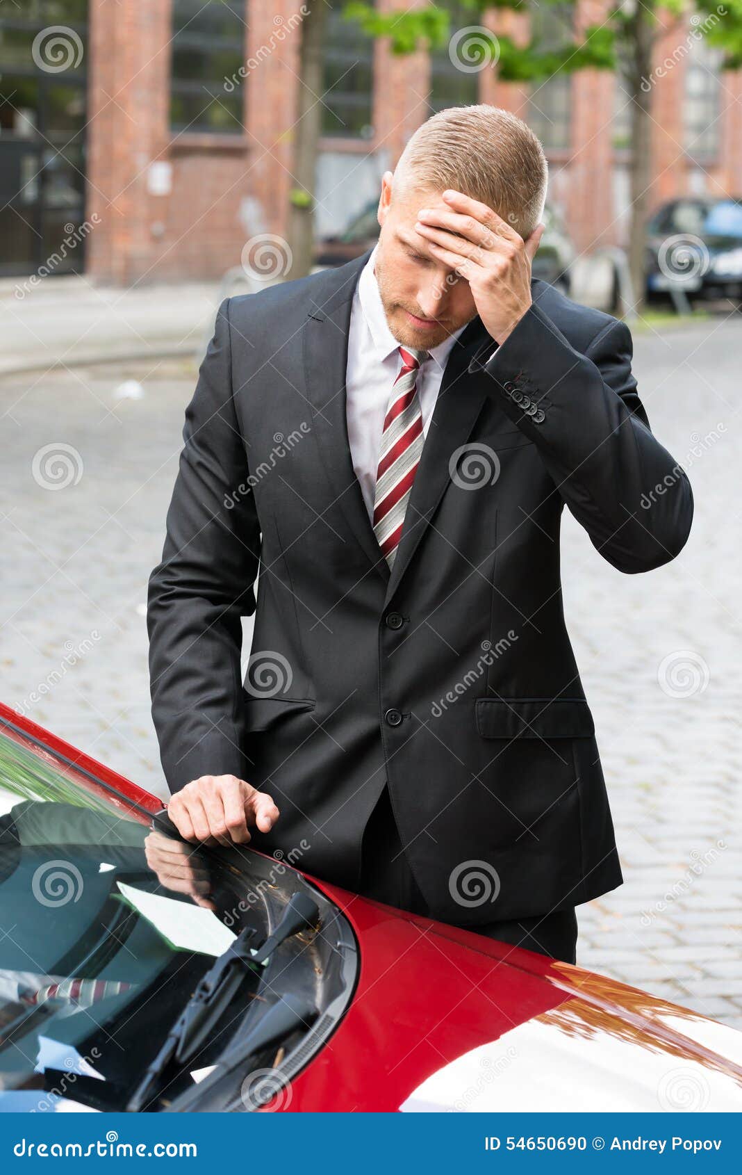 Sad Driver Looking at Parking Ticket on Car Stock Photo - Image of ...