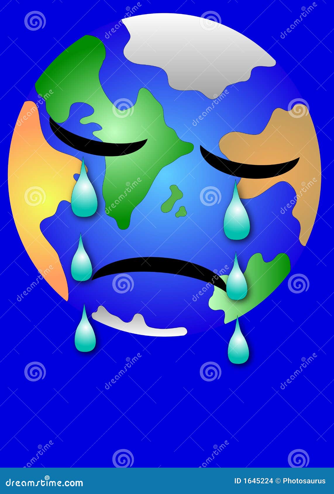 Sad Earth stock illustration. Illustration of atmosphere - 1645224