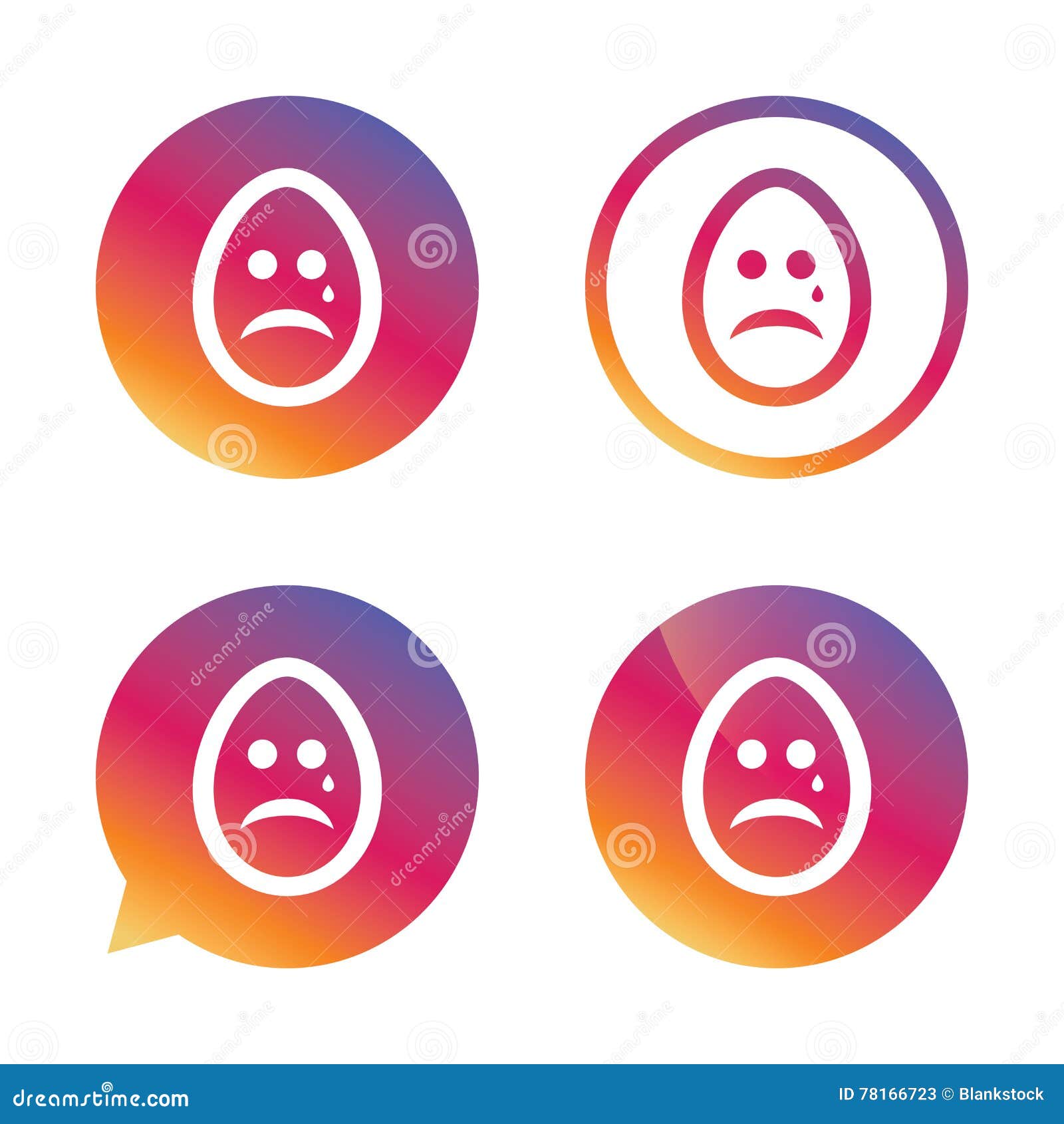 Sad Egg Face With Tear Sign Icon Crying Symbol Stock Vector