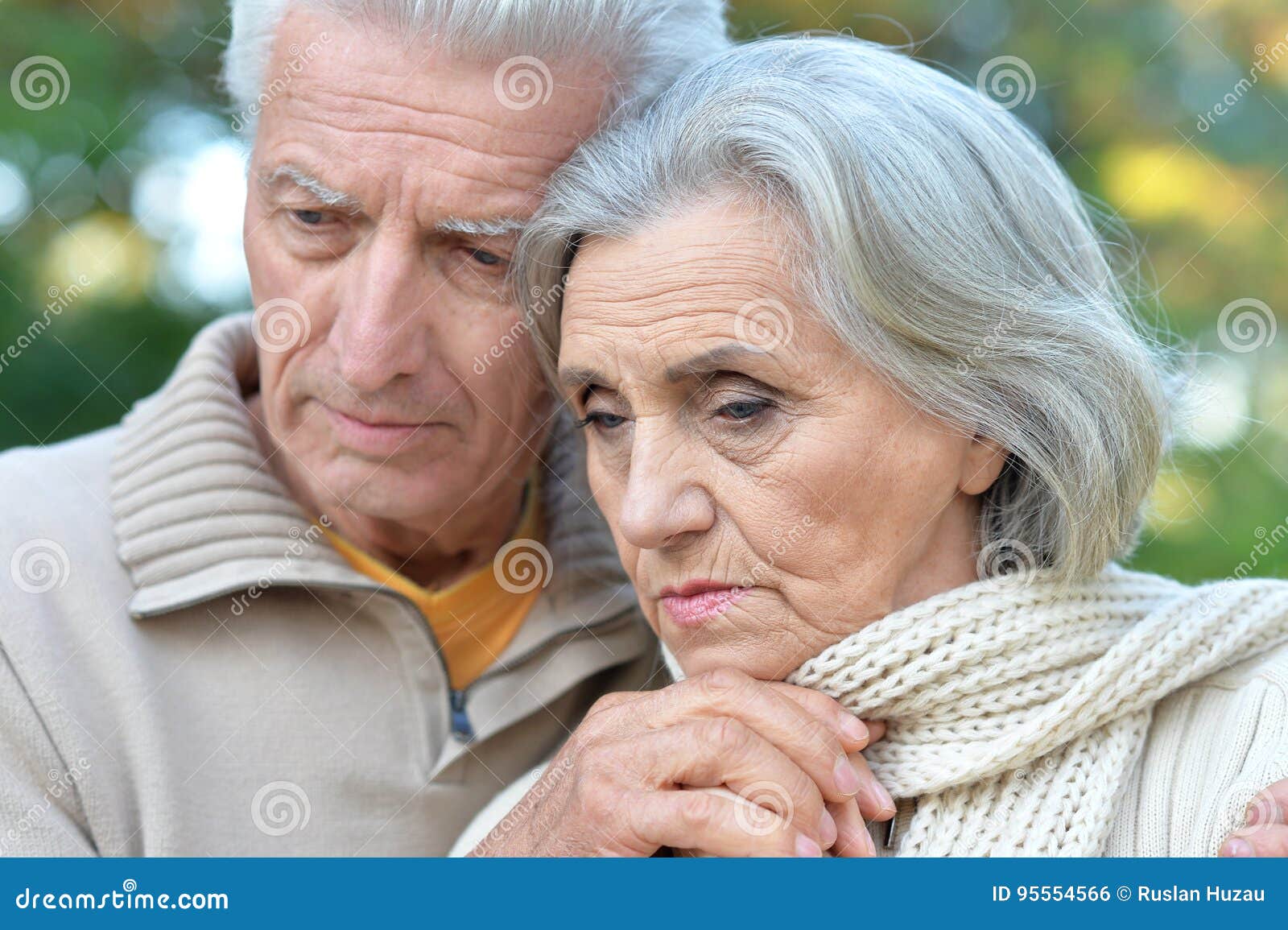 Sad Elderly Couple in the Park Stock Photo - Image of autumn, fall ...