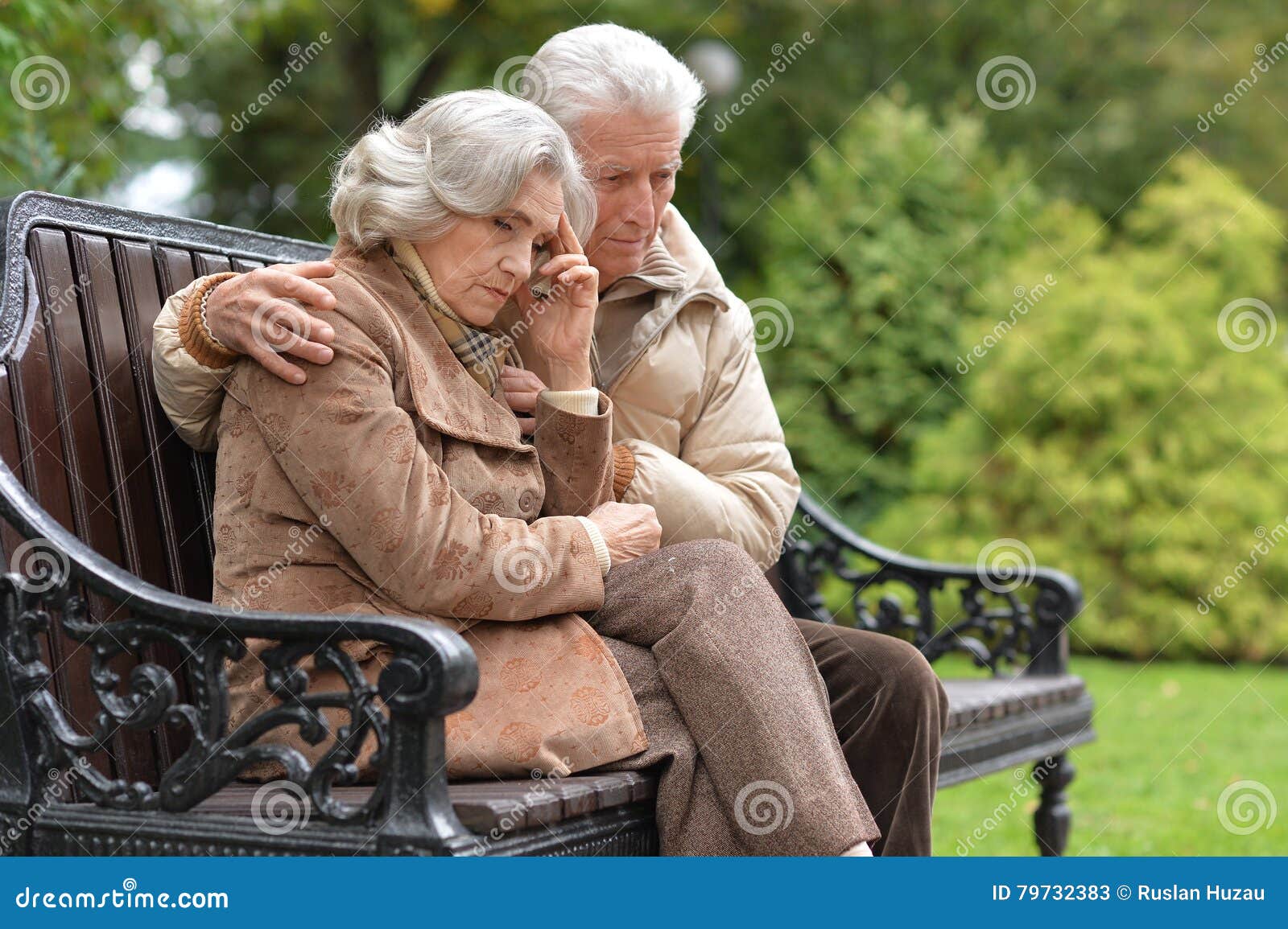 Sad Elderly Couple Sitting on a Bench in Autumn Park Stock Image ... Sad Elderly Couple Sitting on a Bench in Autumn Park Stock Image ...
