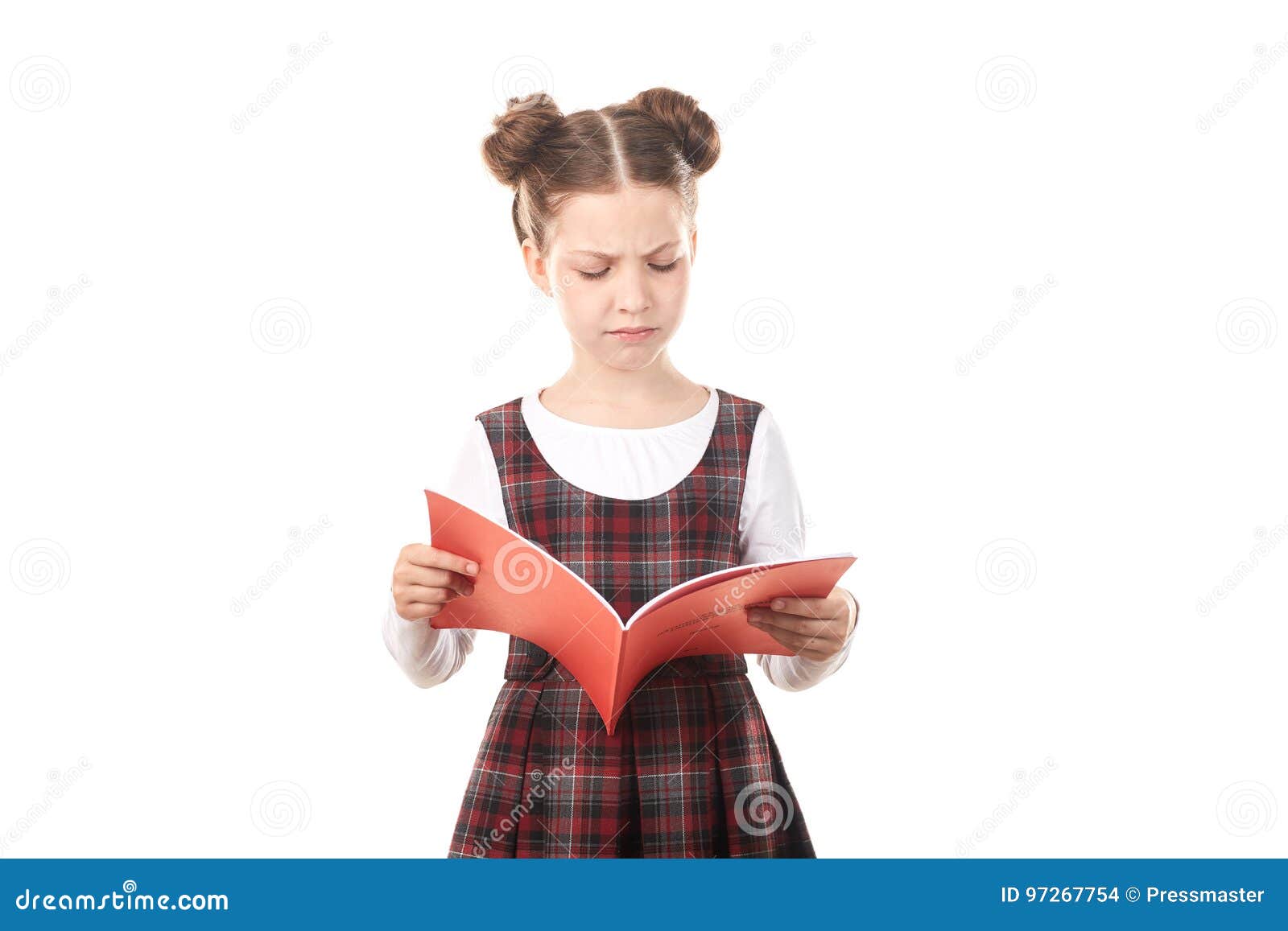 Sad Elementray Student Reading Stock Photo - Image of displeased ...
