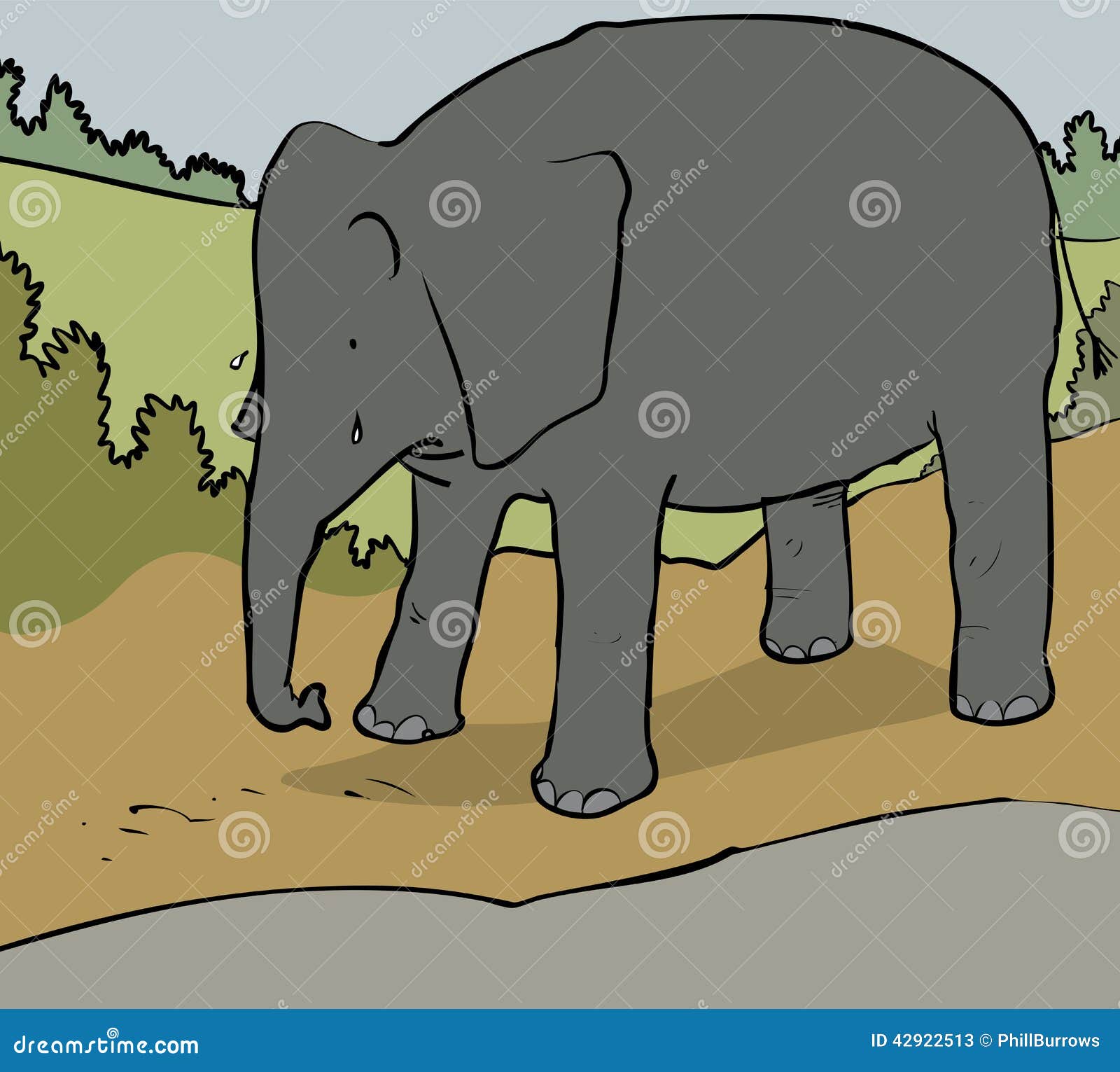 Sad elephant stock vector. Illustration of anxious, pachyderm - 42922513