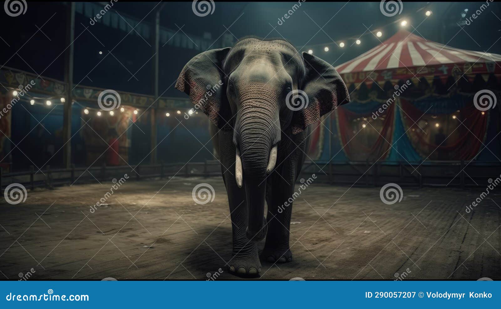 Sad Elephant Wearing Clothes Suffering in Circus Captivity. Generative ...