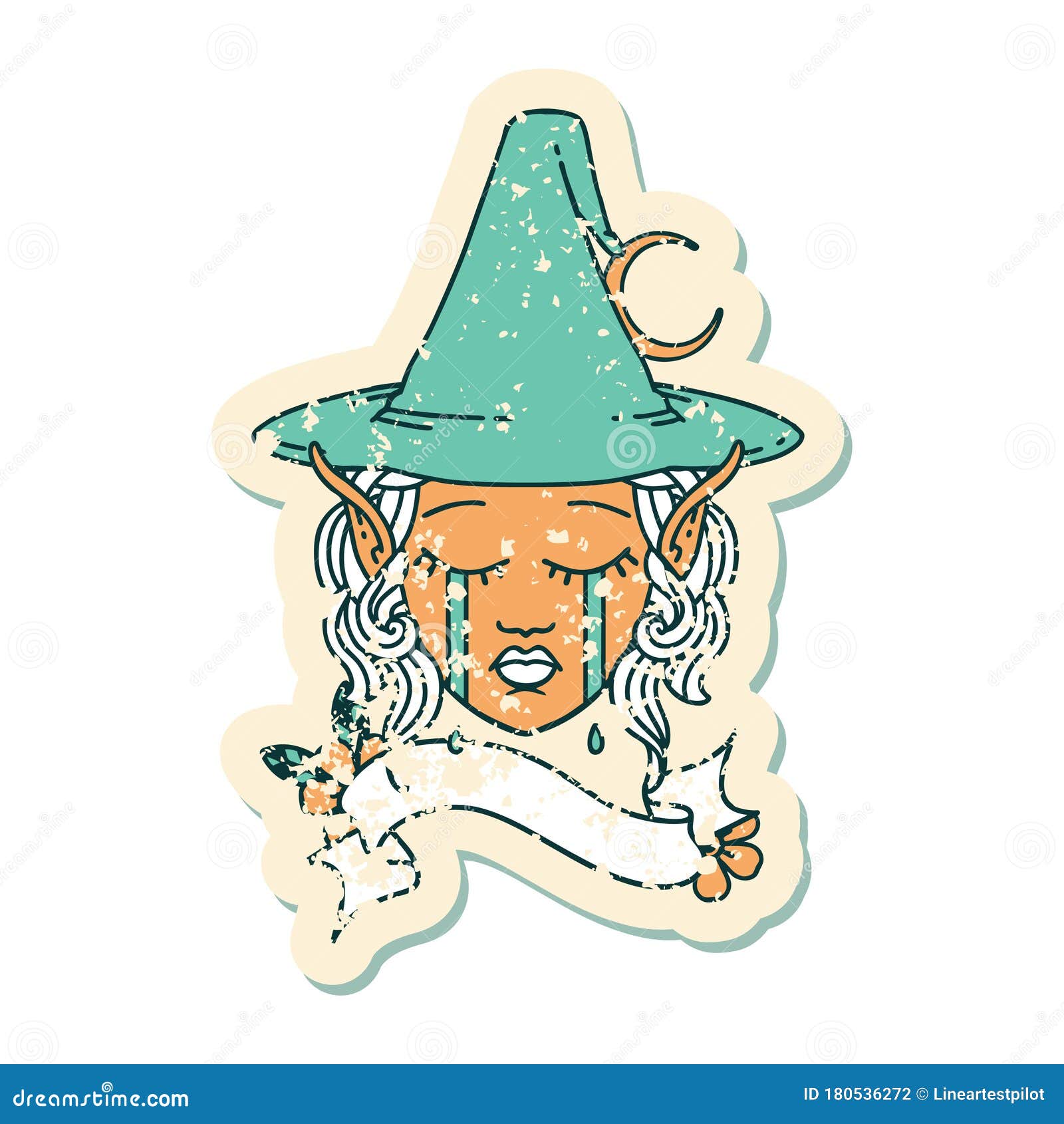 Sad Elf Mage Character Face Illustration Stock Vector - Illustration of ...