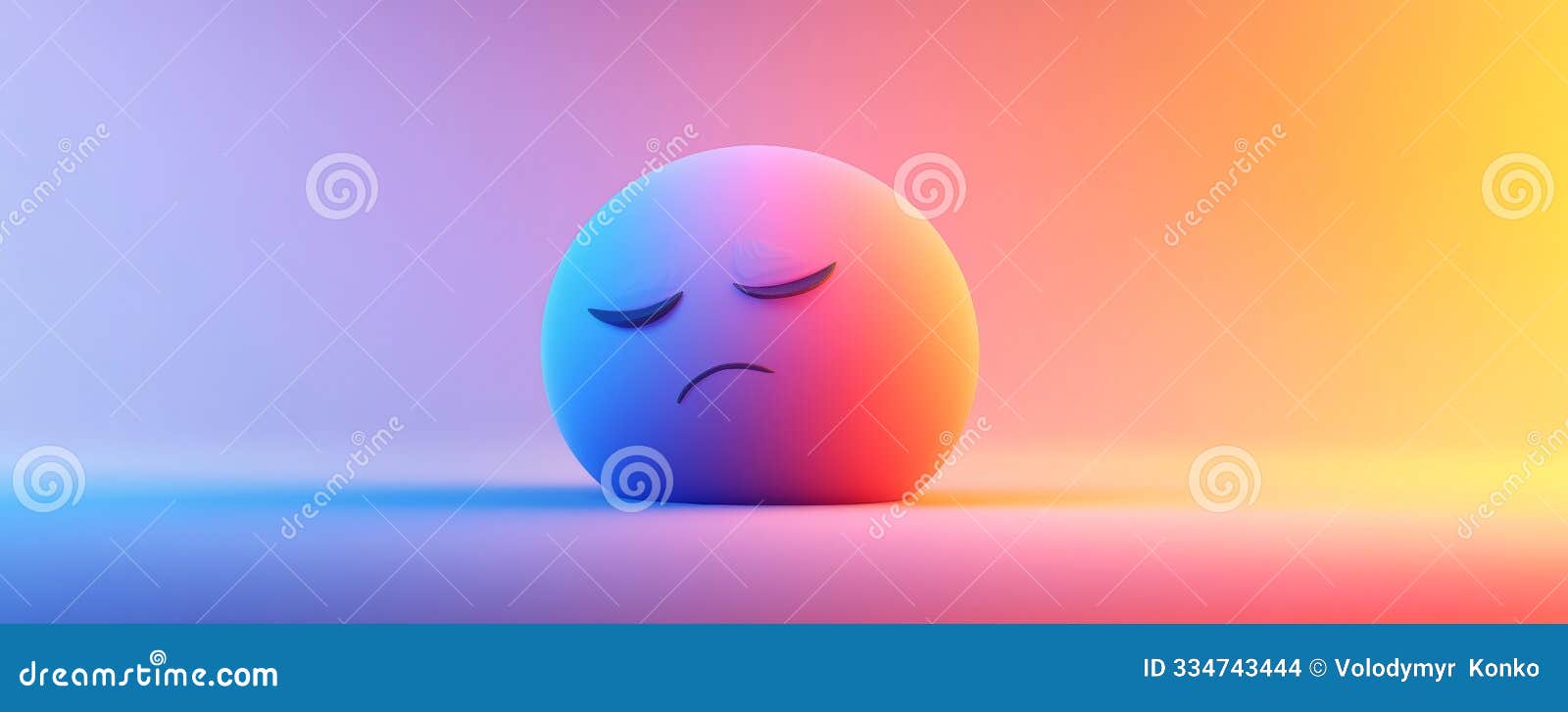 Sad Emoji on Gradient Background Stock Photo - Image of glossy, soft ...