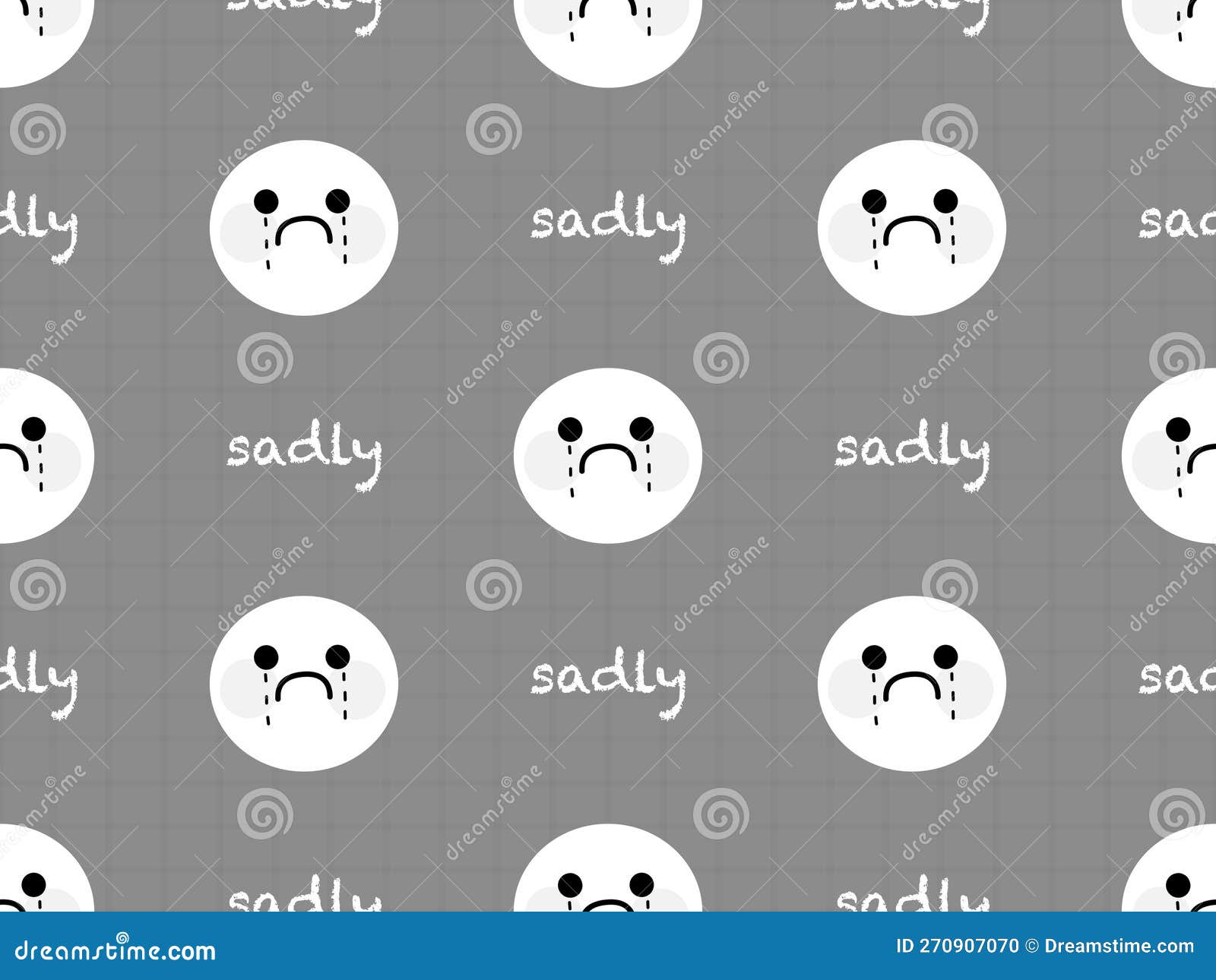 Sad Emoji Seamless Pattern on Gray Background Stock Illustration ...