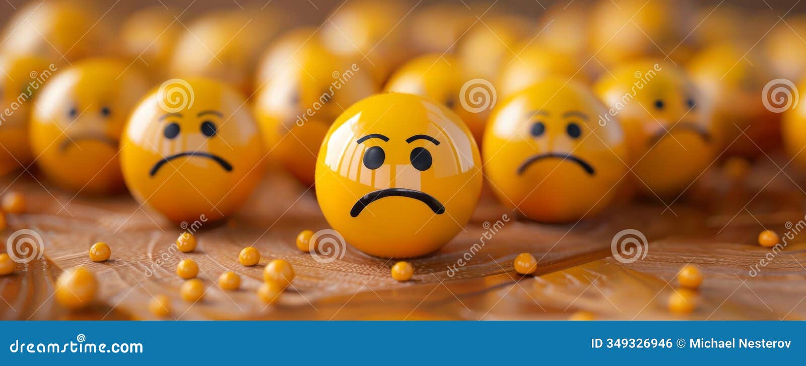 Sad Emoji Standing Out from the Crowd Stock Illustration - Illustration ...
