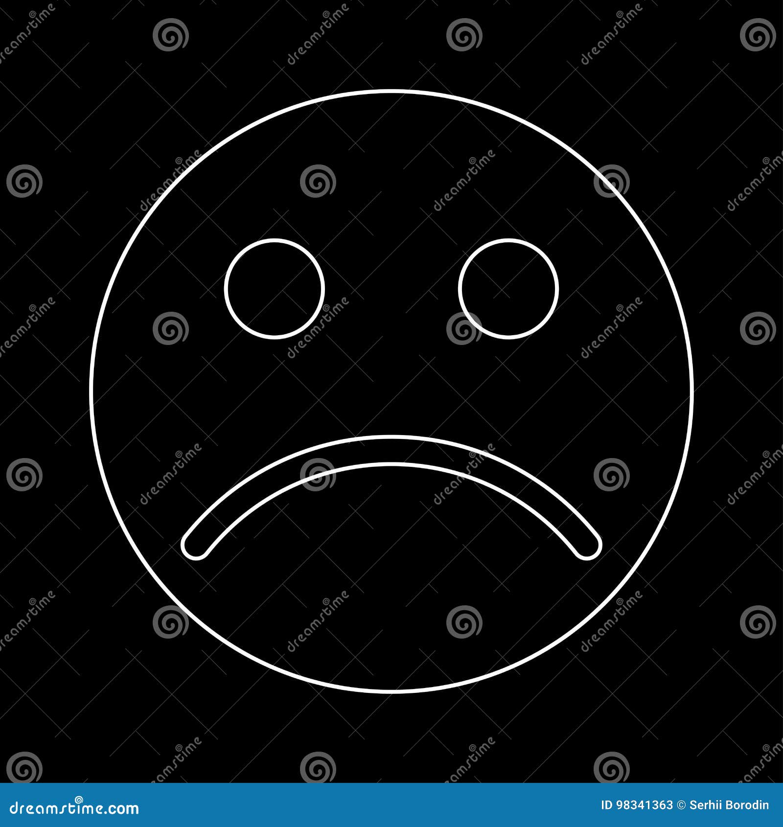 Sad Emoticon White Color Icon . Stock Vector - Illustration of artwork ...