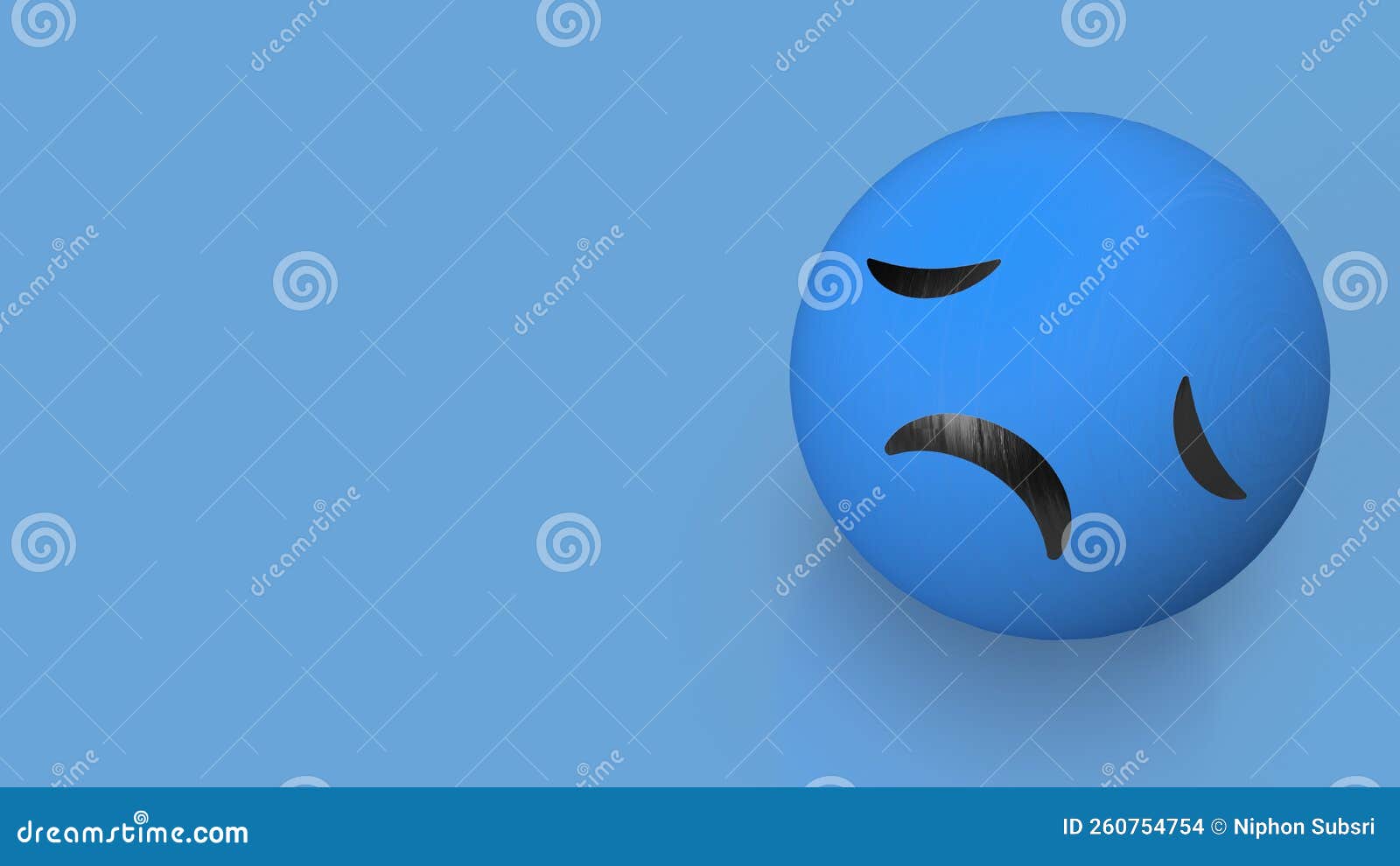 Sad Emotion on Blue Background 3d Rendering Stock Illustration ...
