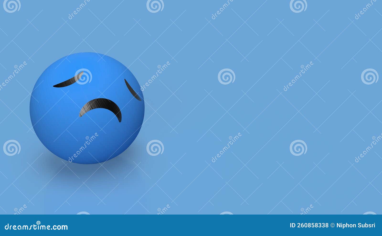 Sad Emotion on Blue Background 3d Rendering Stock Illustration ...