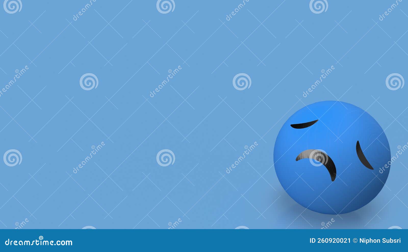 Sad Emotion on Blue Background 3d Rendering Stock Illustration ...