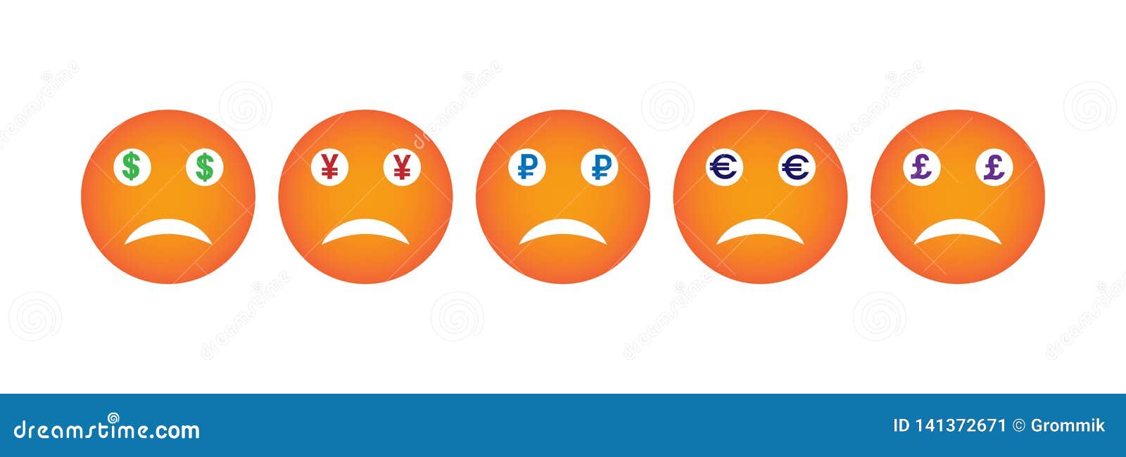 Sad Emotions with Currency Symbols in Eyes Stock Vector - Illustration ...