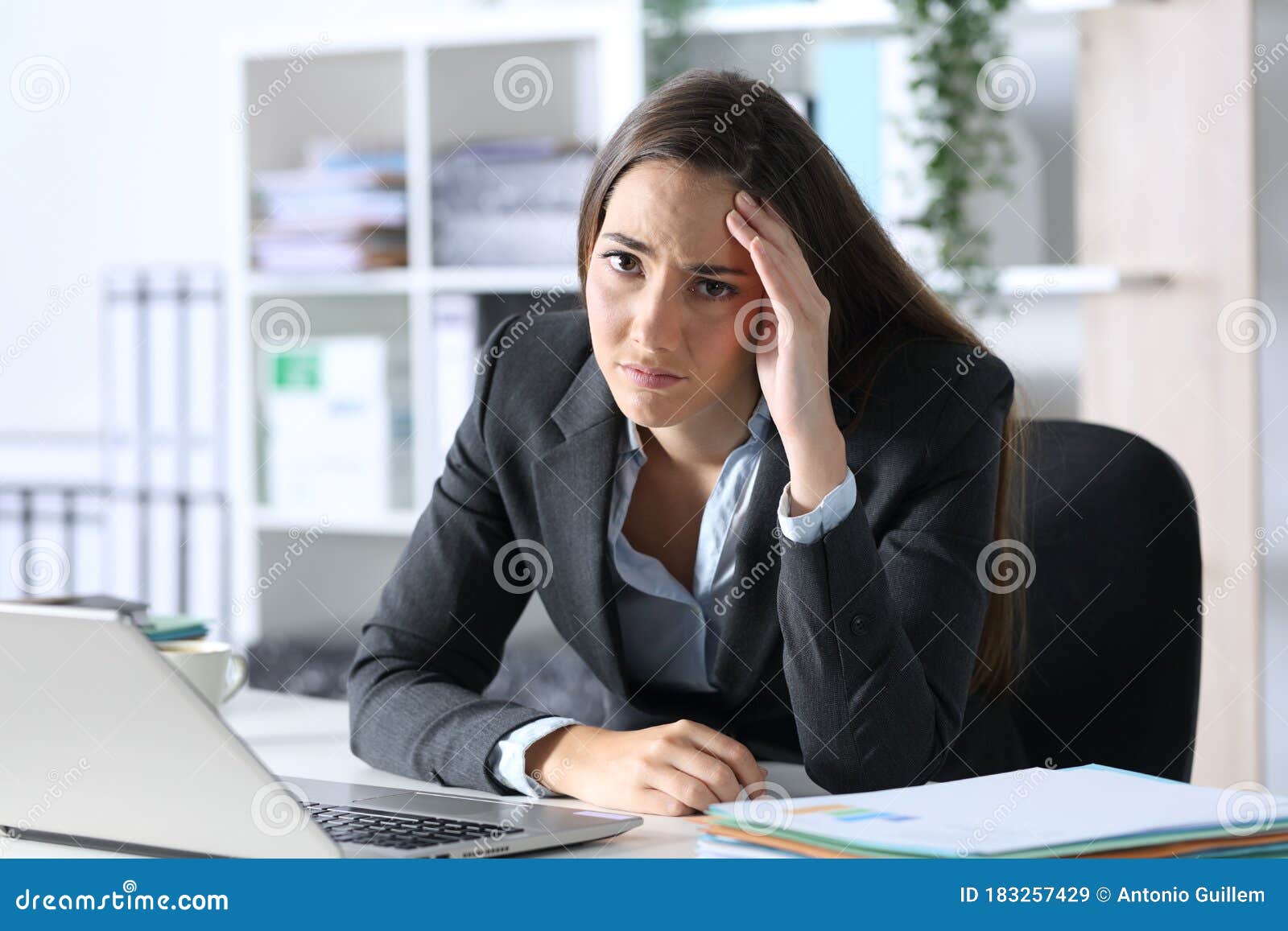 Sad Executive Compaining Looking Camera at Office Stock Image - Image ...