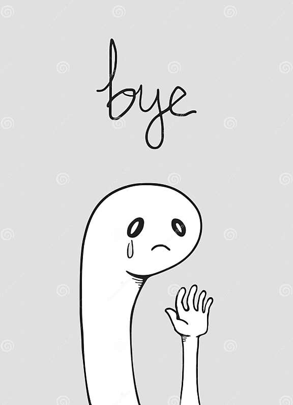 Sad Expression and Bye Message Stock Illustration - Illustration of ...