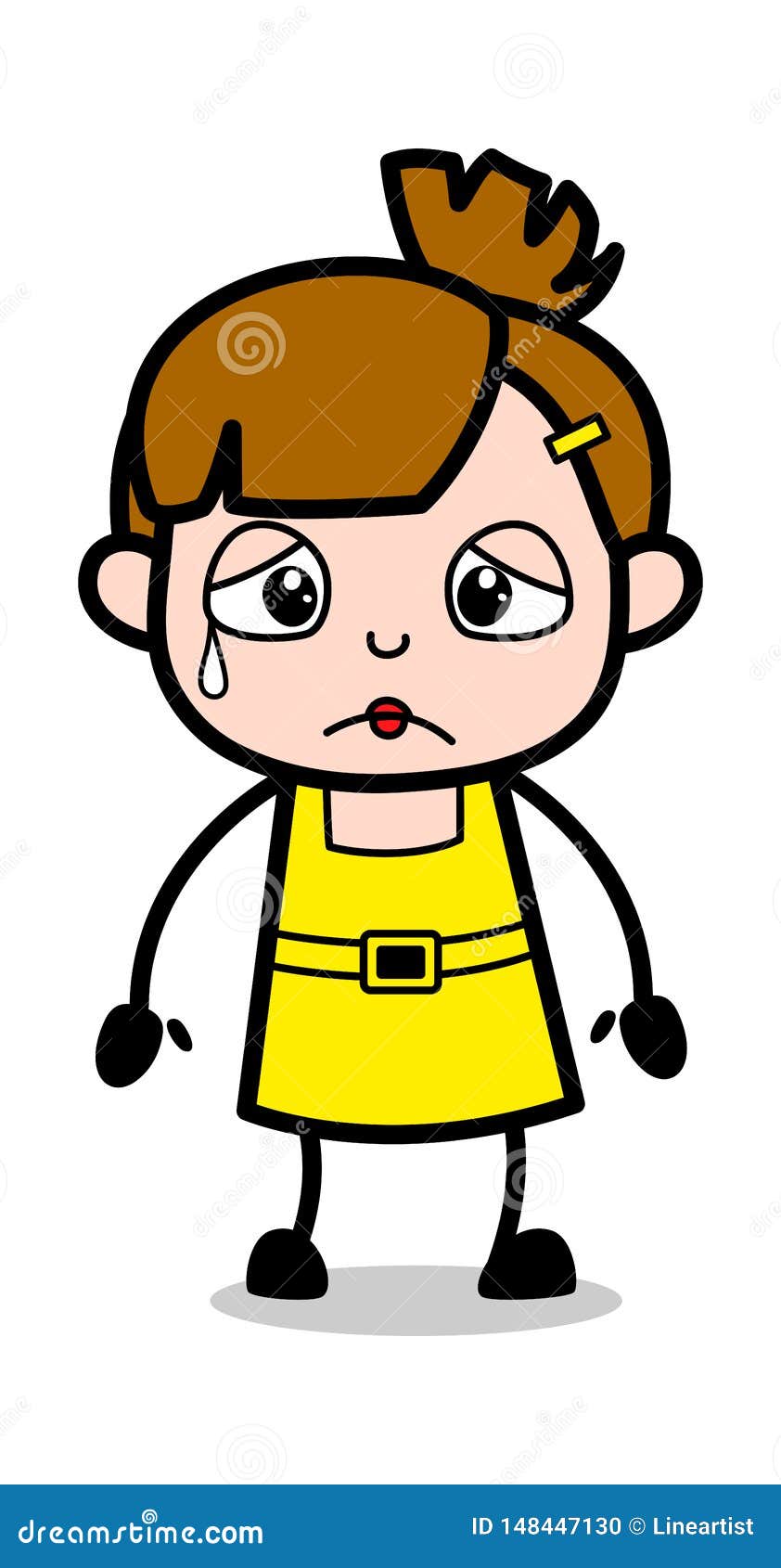 Sad Expression - Cute Girl Cartoon Character Vector Illustration Stock ...