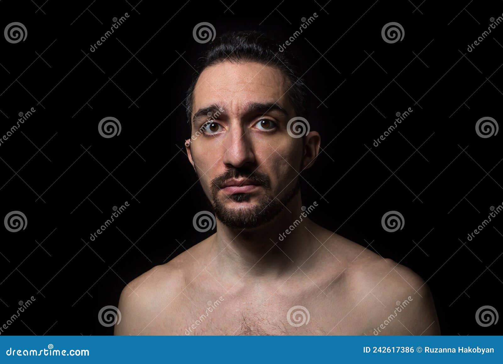 Sad Expression. Male Portrait on a Black Background Stock Photo - Image ...