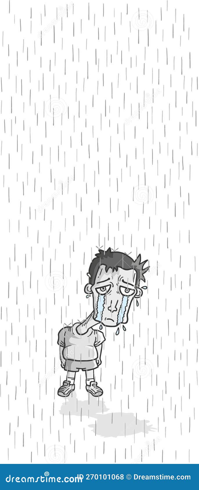 Sad Expression in Raining Scene Stock Vector - Illustration of unhappy ...