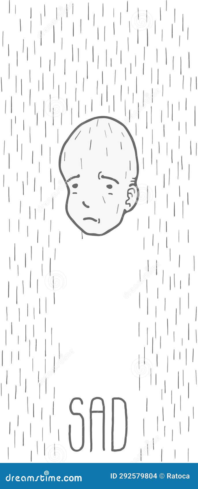 Sad Expression in Raining Scene Stock Vector - Illustration of ...