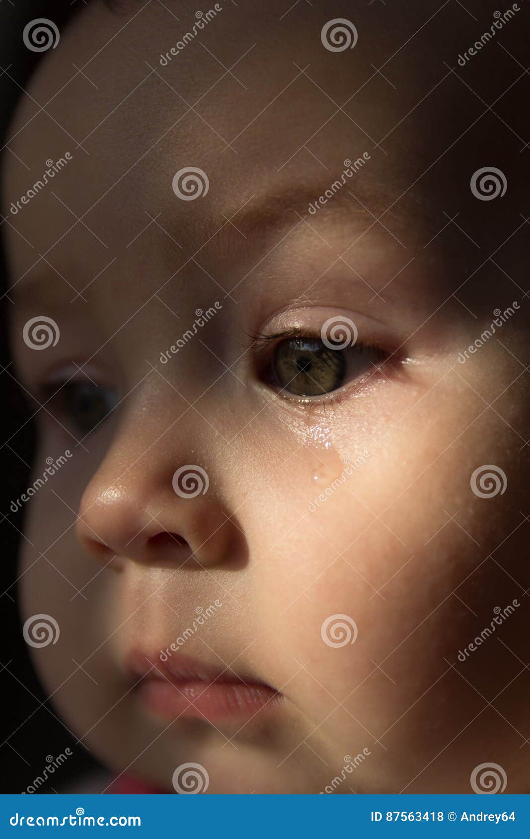 Sad Face Baby. a Tear on the Face Stock Photo - Image of crying ...