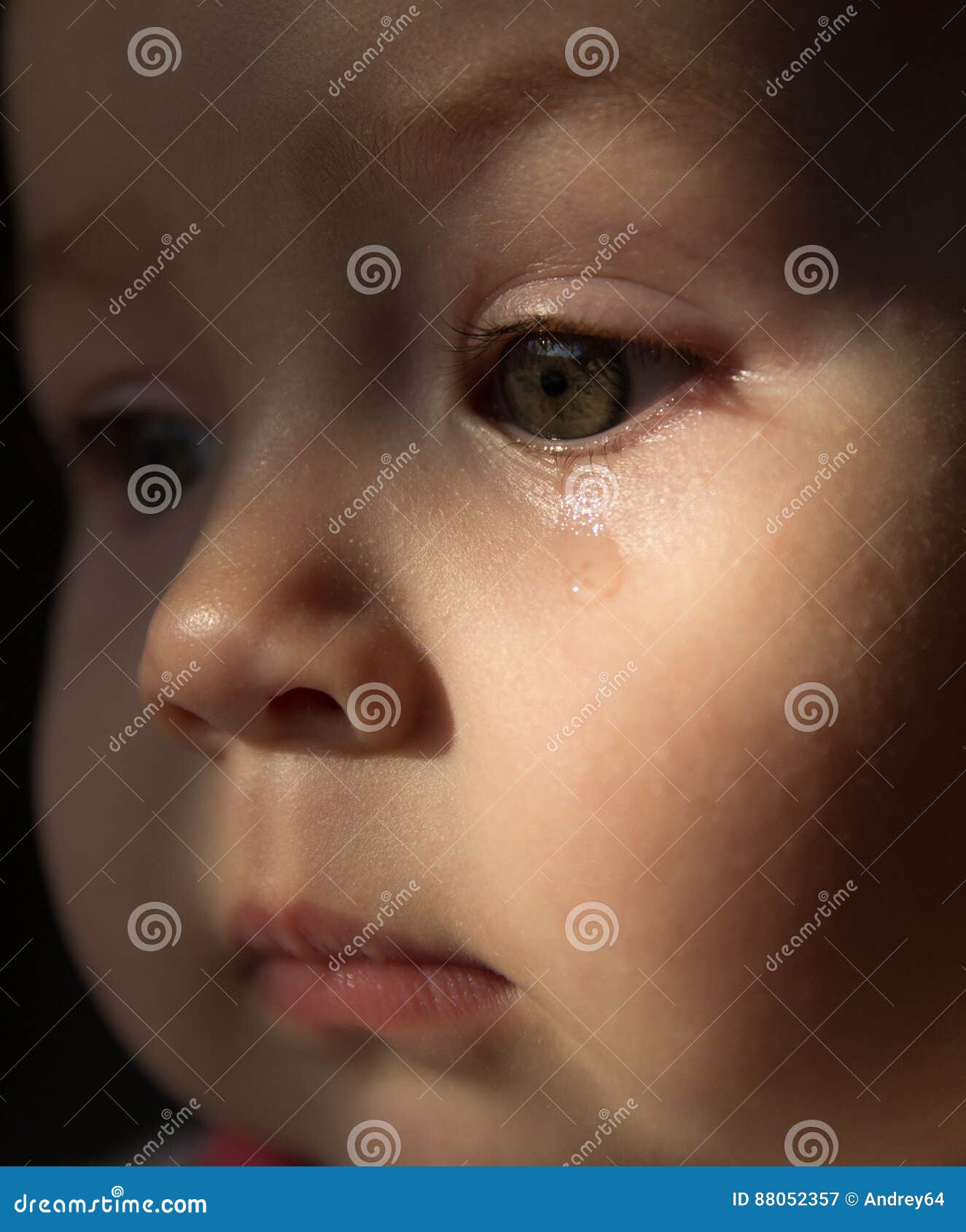 Sad Face Baby. a Tear on the Face Stock Image - Image of portrait, face ...
