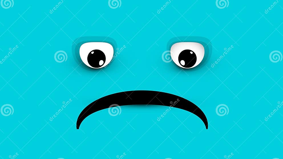 Sad Face on Blue Background Stock Illustration - Illustration of ...