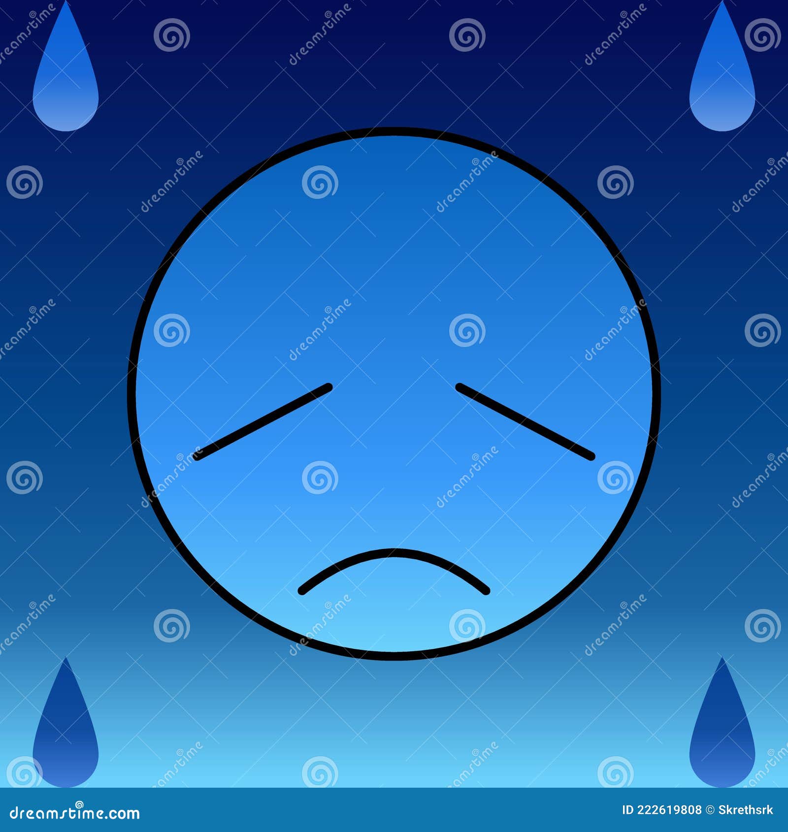 Sad Face in Blue with Teardrop 01 Stock Vector - Illustration of mark ...