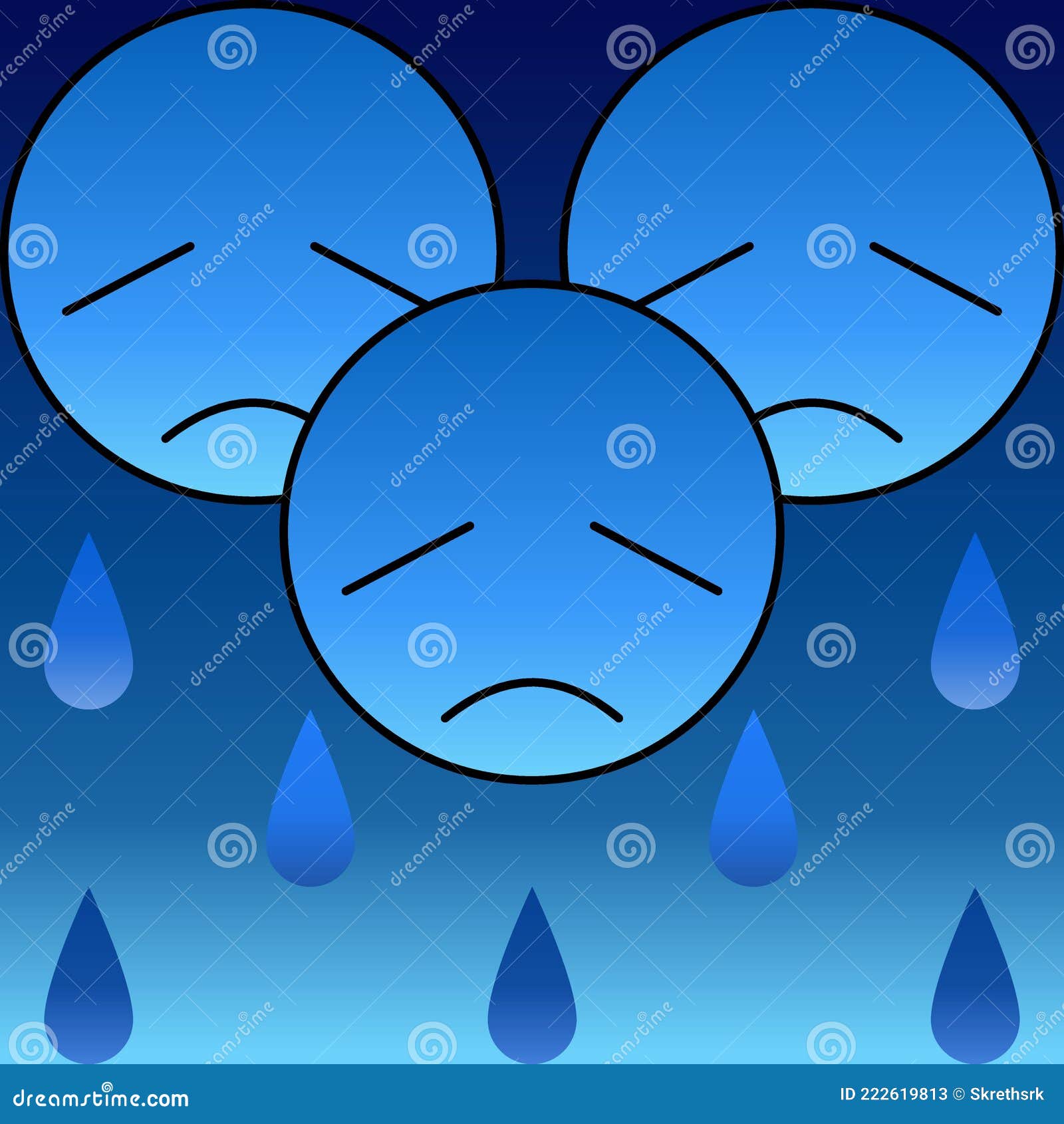Sad Face in Blue with Teardrop 02 Stock Vector - Illustration of face ...