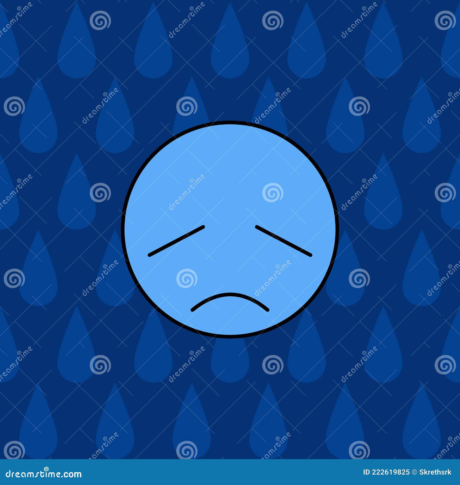 Blue Sad Crying Face
