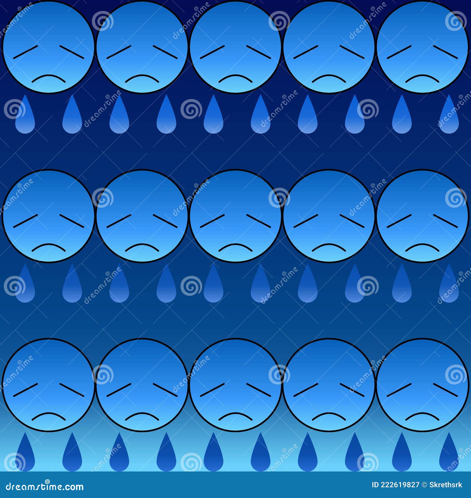 Sad Face in Blue with Teardrop 04 Stock Vector - Illustration of cute ...