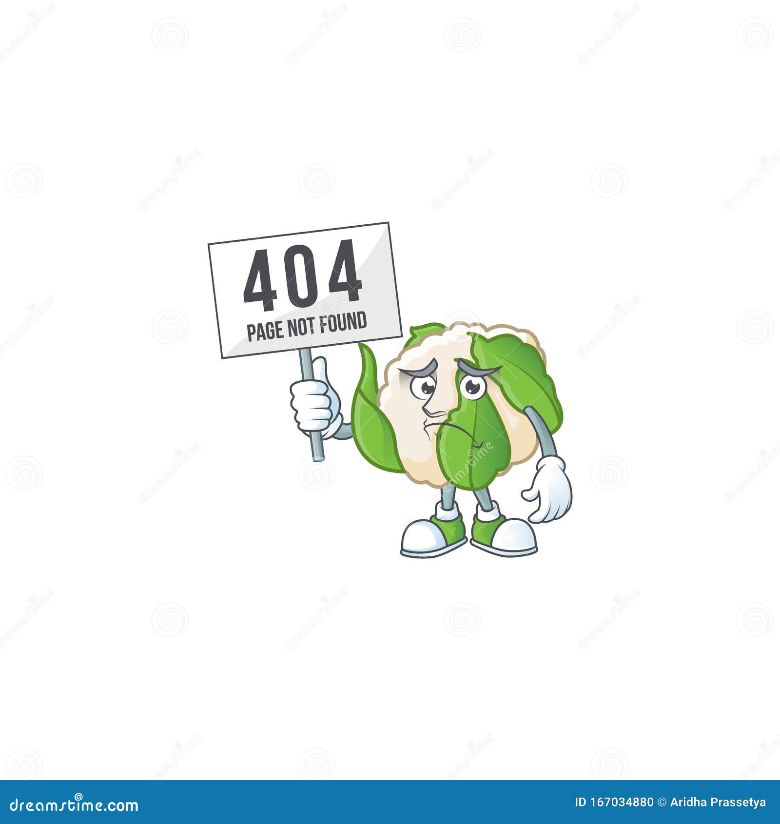 Sad Face Cartoon Character Cauliflower Raised Up a Board Stock Vector ...