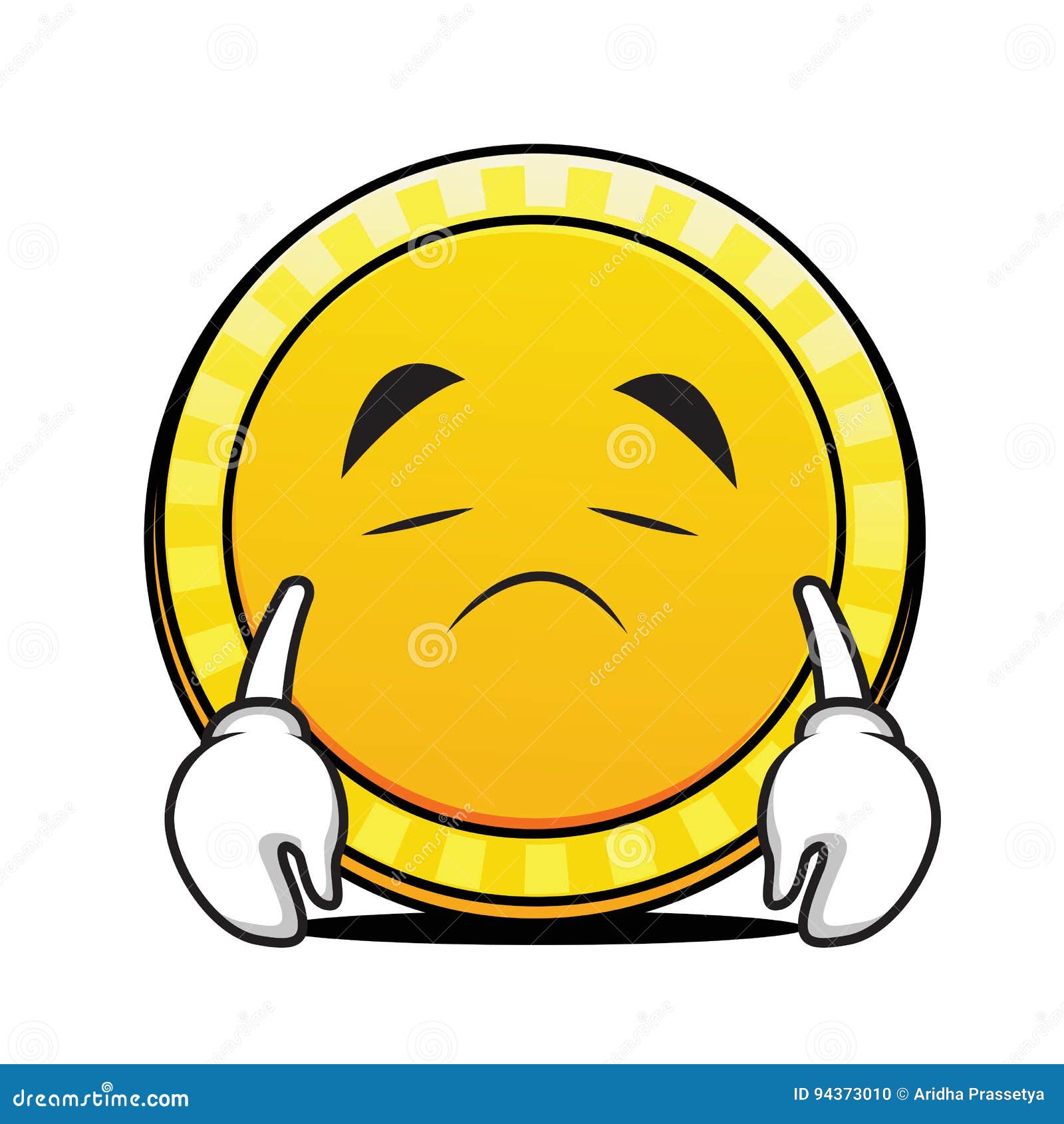 Sad Face Coin Cartoon Character Stock Vector - Illustration of golden ...