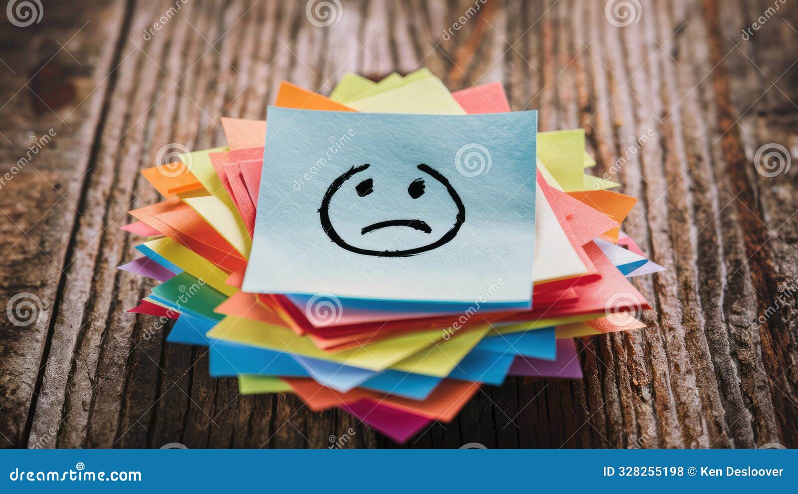 Sad Face Drawing on Sticky Notes Stock Photo - Image of mood ...