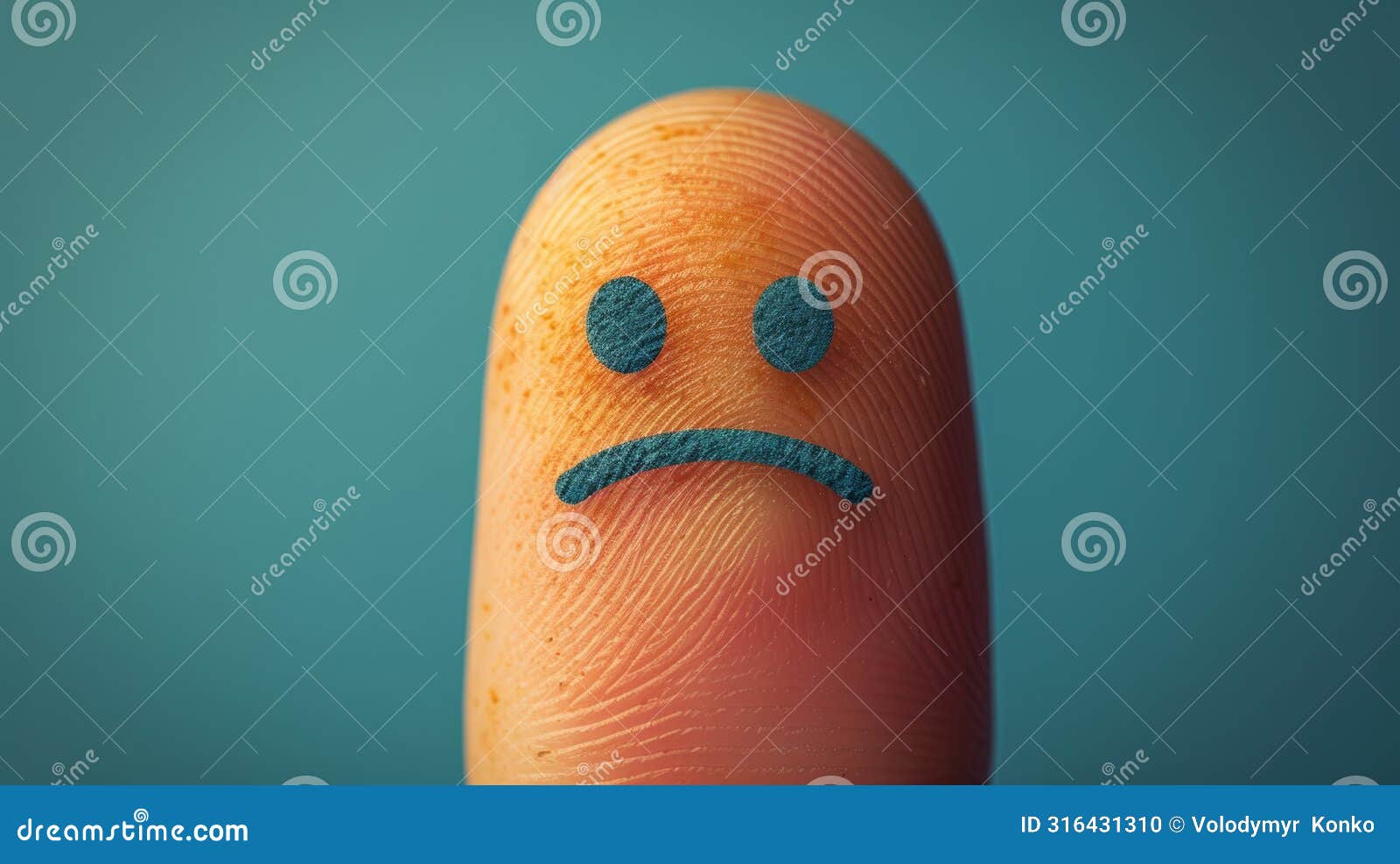 Sad face drawn on a finger stock photo. Image of unique - 316431310