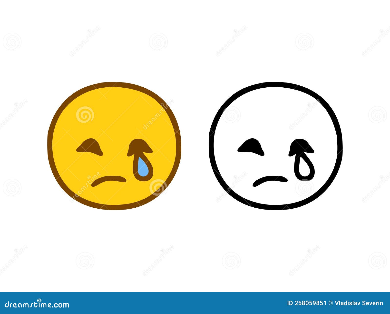 Sad Face Emoticon in Doodle Style Stock Illustration - Illustration of ...