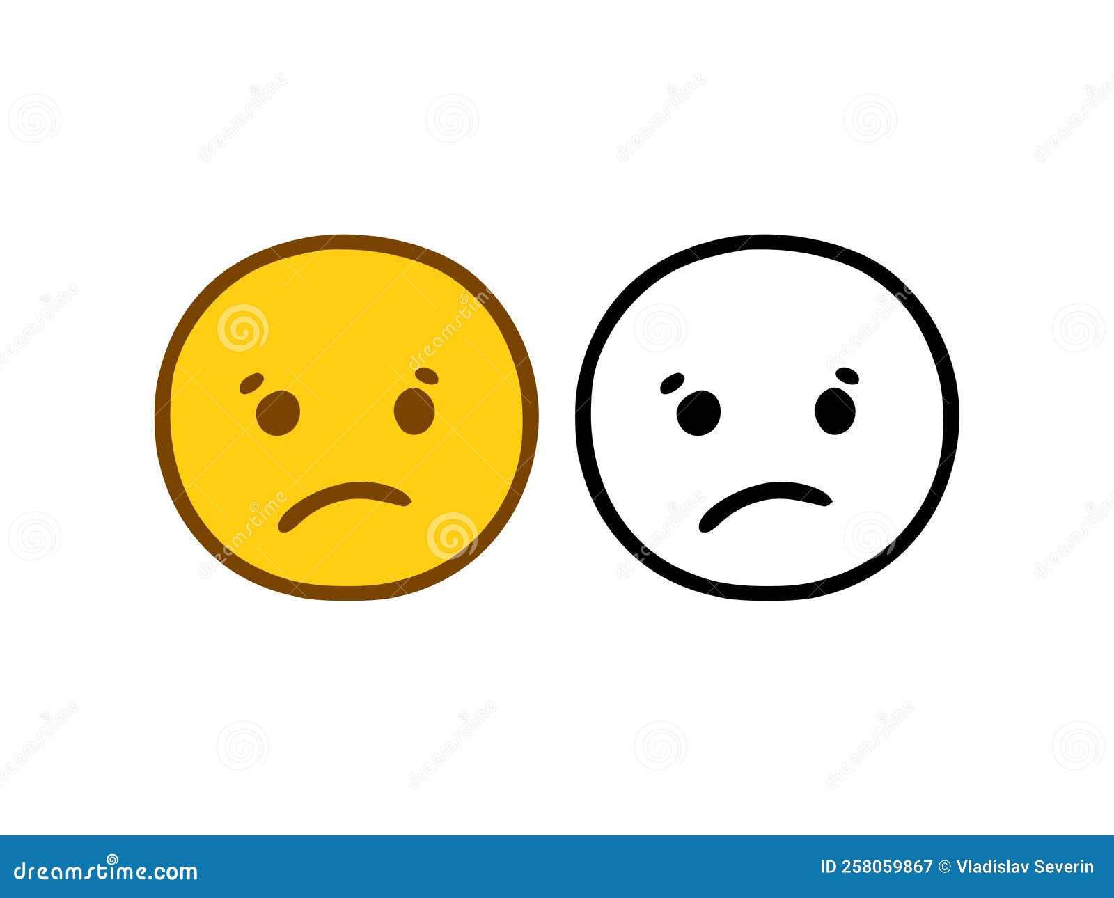 Sad Face Emoticon in Doodle Style Stock Illustration - Illustration of ...