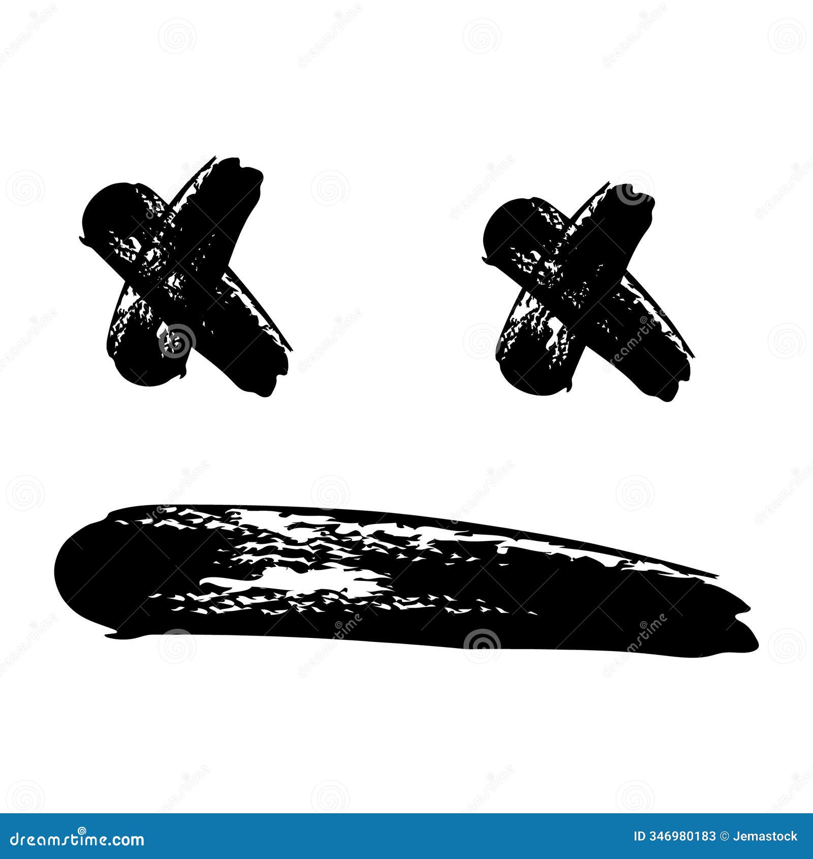 Sad Face Geometric Shape Brush Doodle Stock Illustration - Illustration ...