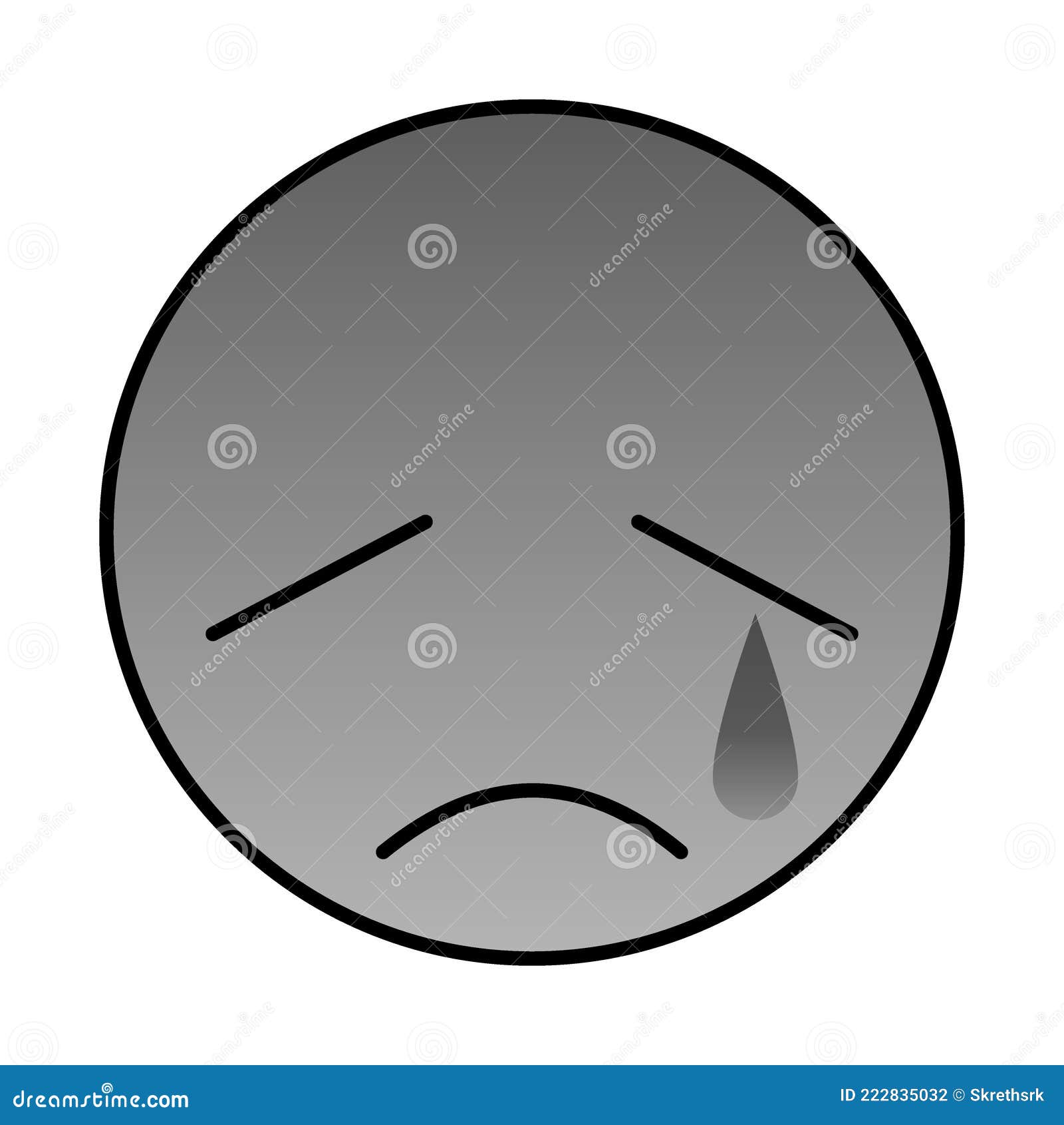 Sad Face in Grayscale with Teardrop 06 Stock Vector - Illustration of ...