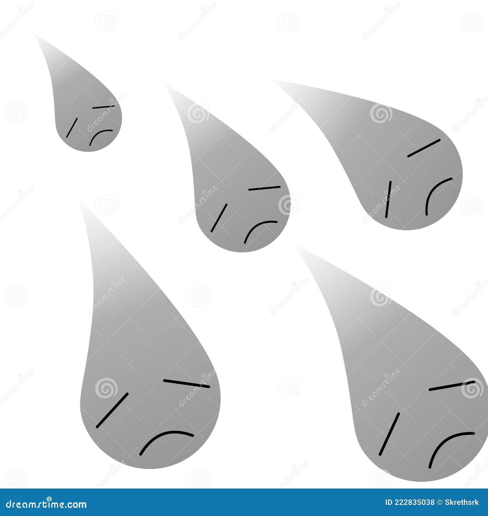 Sad Face in Grayscale with Teardrop 09 Stock Vector - Illustration of ...