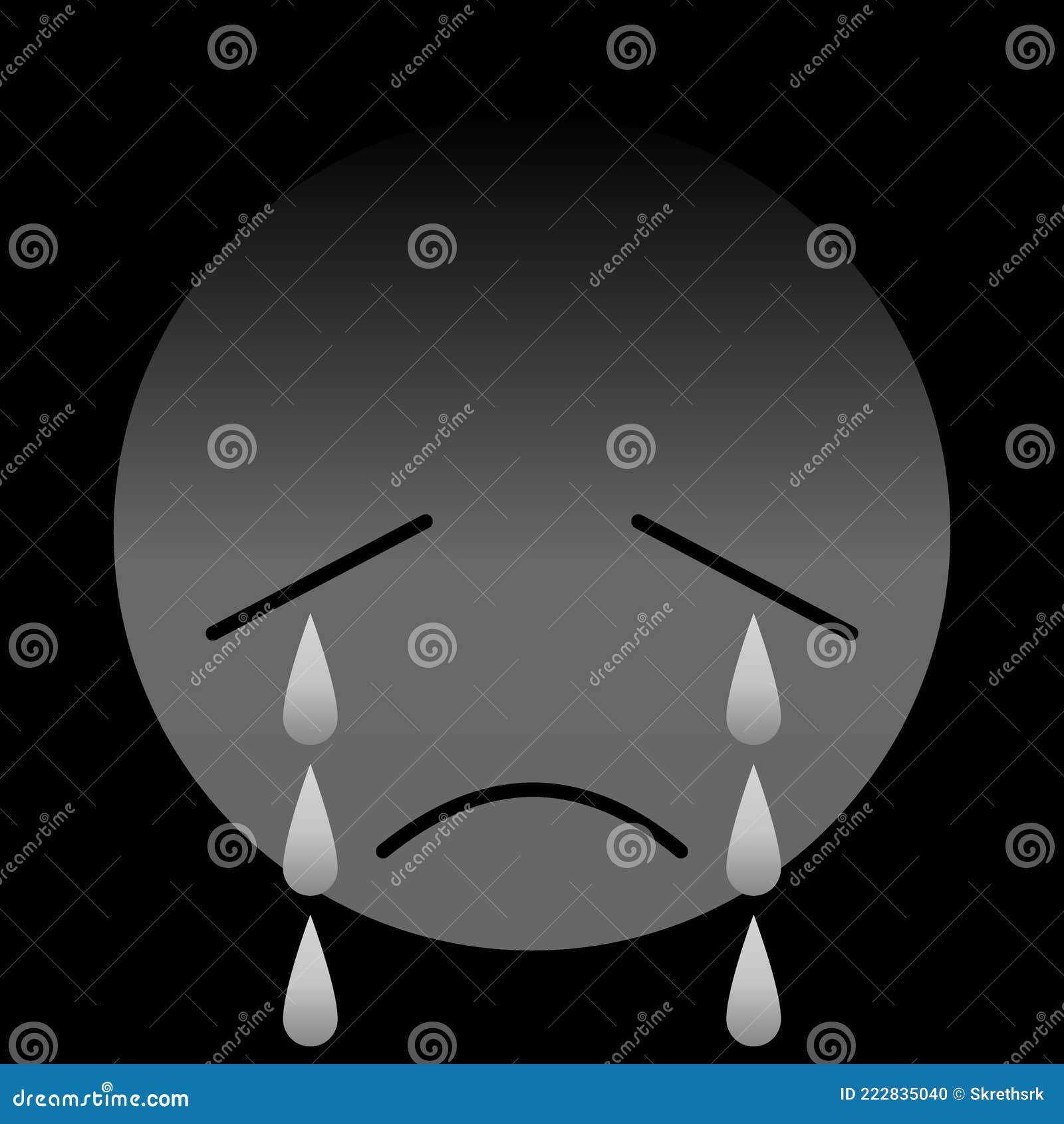 Sad Face in Grayscale with Teardrop 10 Stock Vector - Illustration of ...