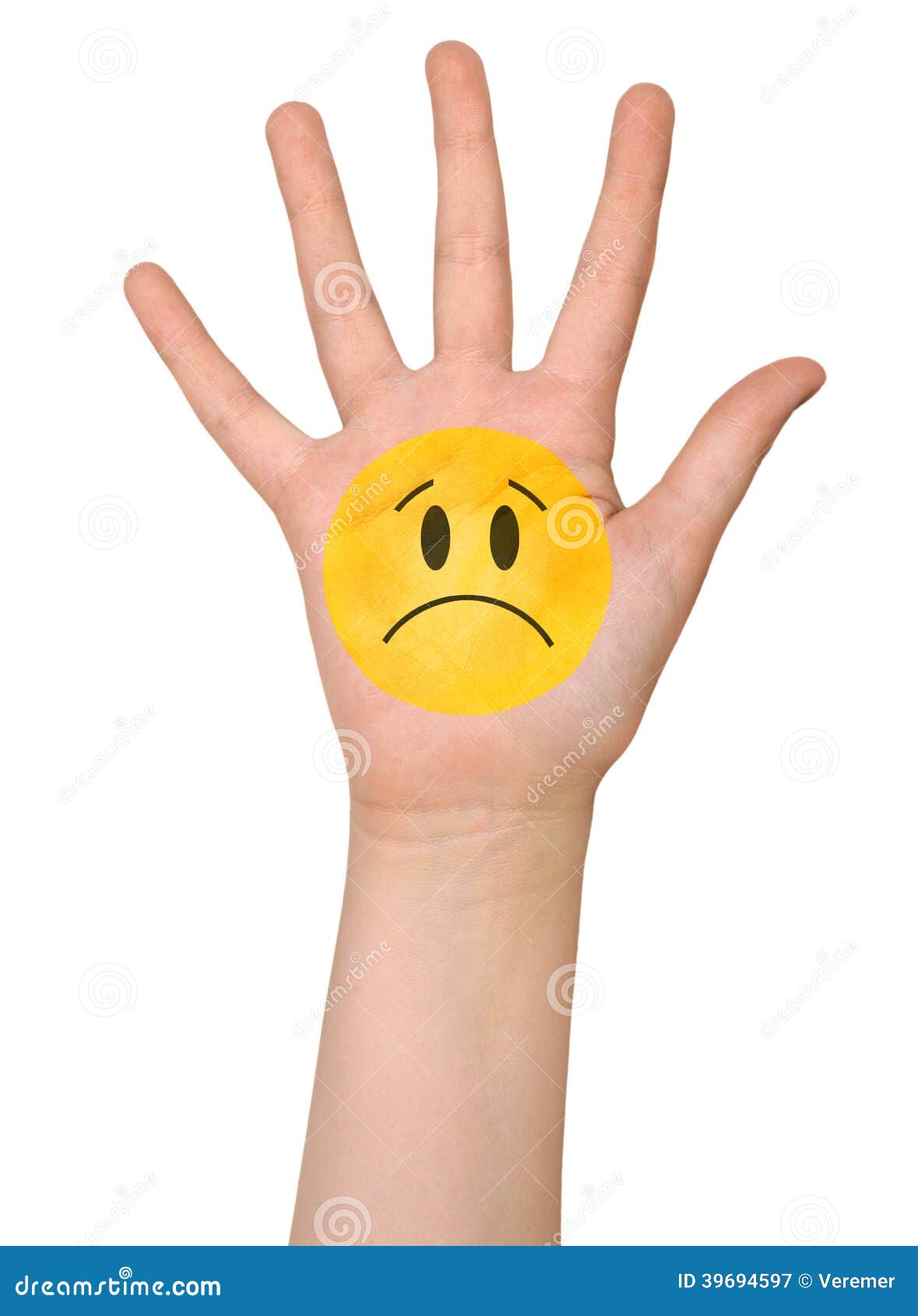 Sad Face Icon Painting on Hand Stock Image - Image of child ...