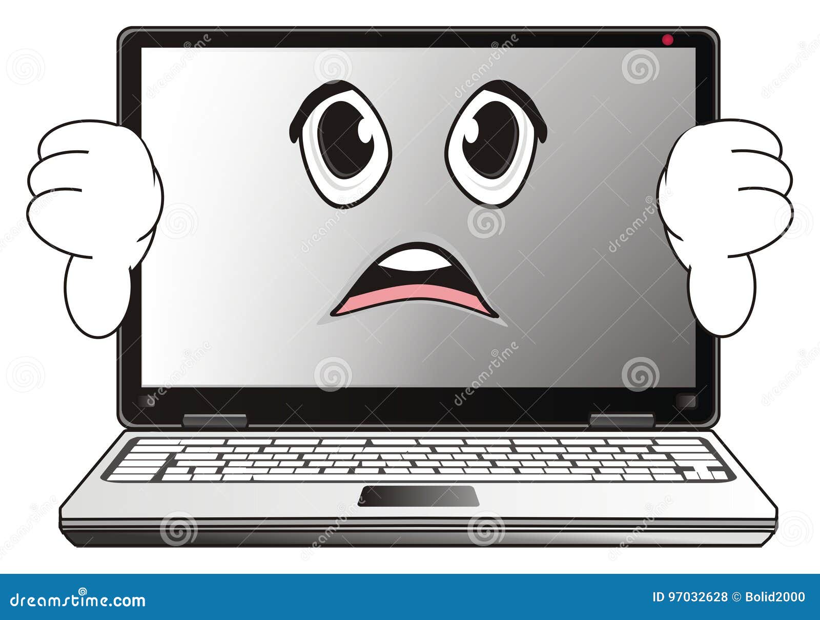 Sad face of laptop stock illustration. Illustration of monitor - 97032628