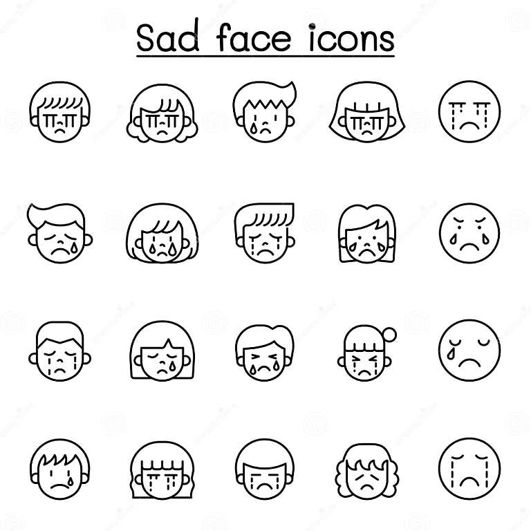 Sad Face Line Icon Vector Illustration Stock Vector - Illustration of ...