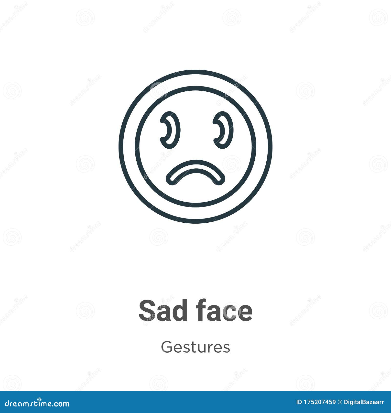 Sad Face Outline Vector Icon. Thin Line Black Sad Face Icon, Flat ...