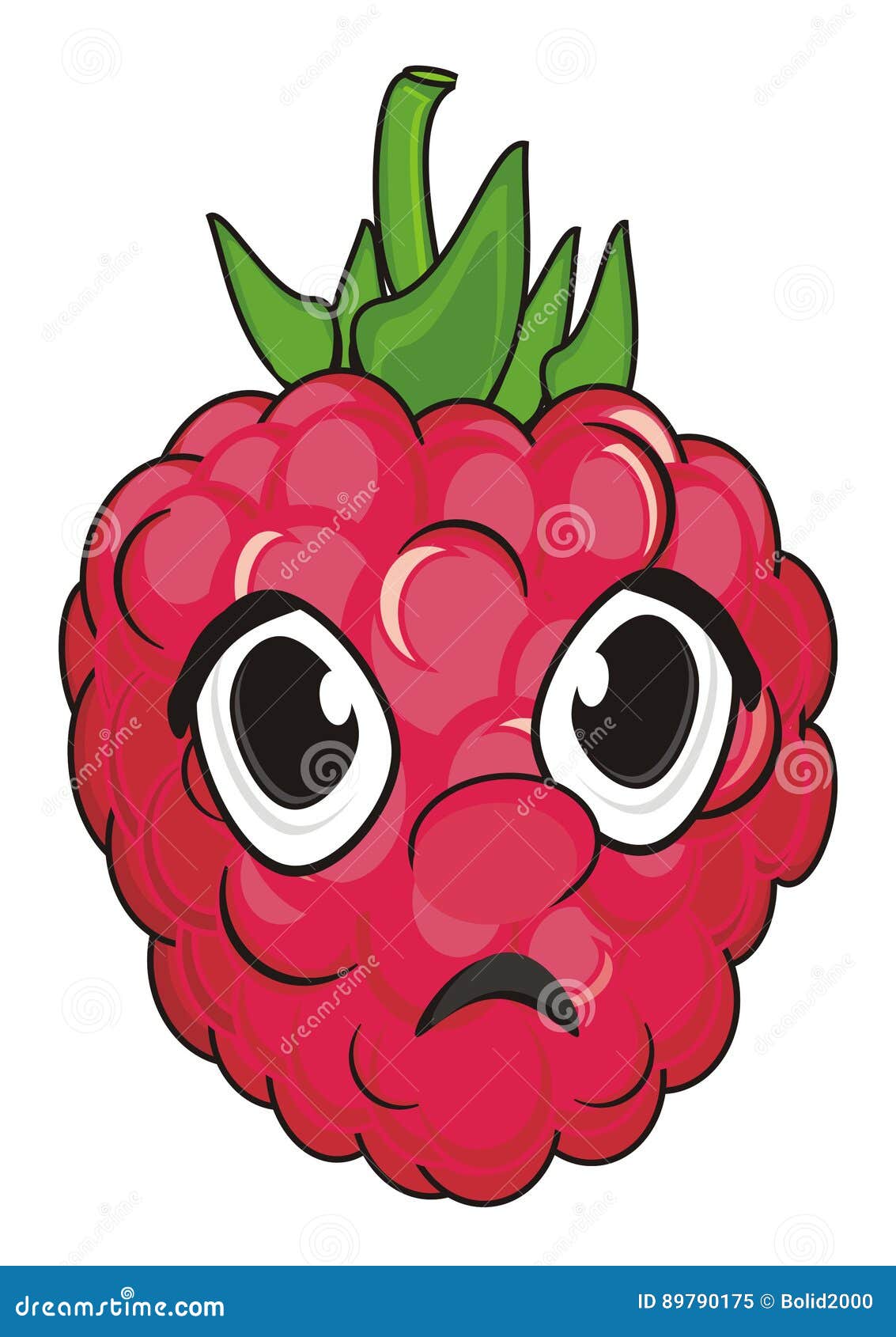 Sad face of raspberry stock illustration. Illustration of raspberries ...