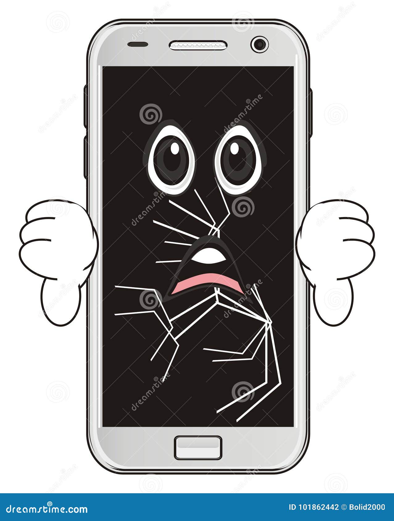 Face of Broken Mobile with Gesture Stock Illustration - Illustration of ...