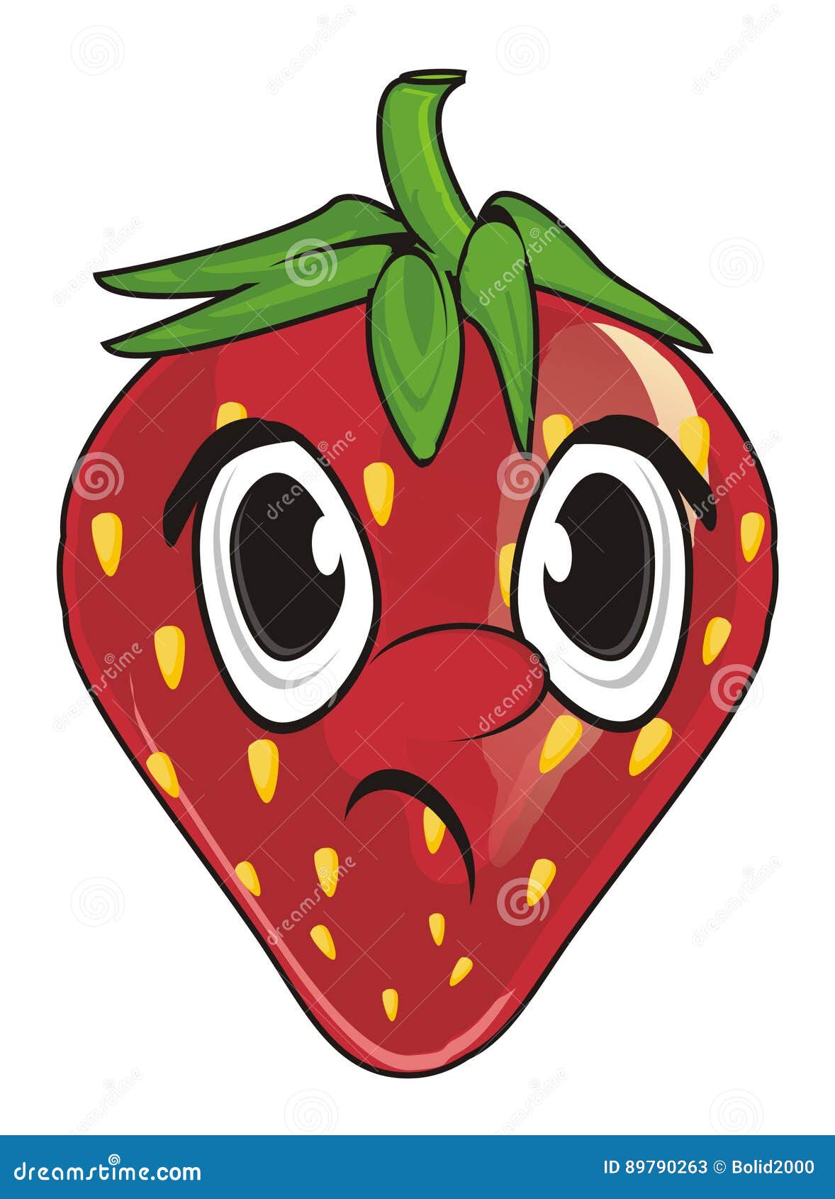 Sad face of strawberry stock illustration. Illustration of health ...