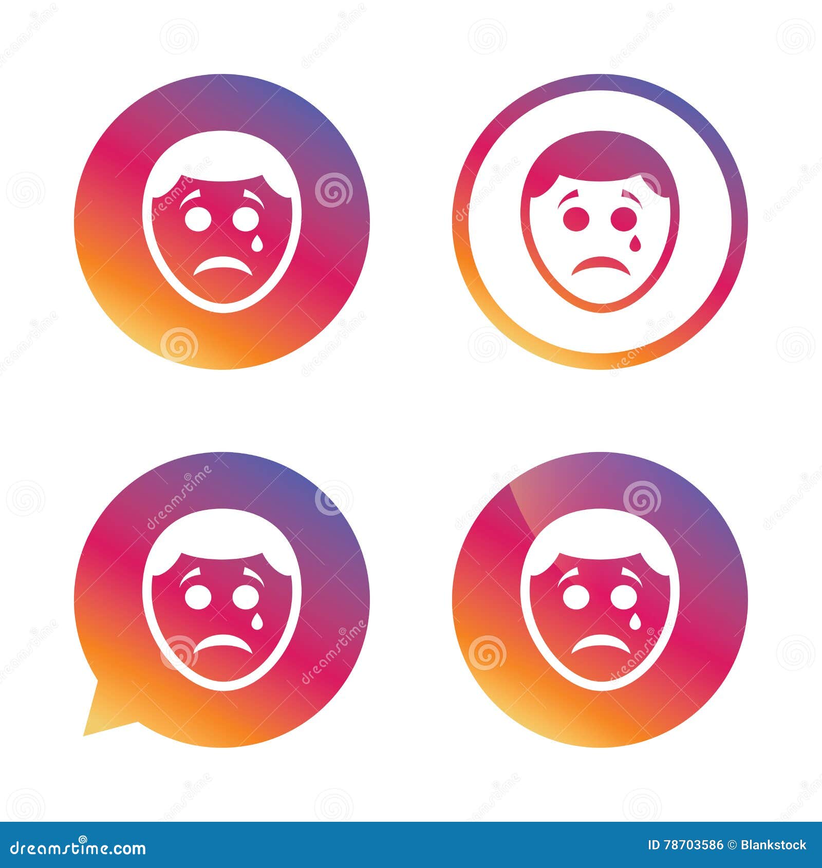 Sad Face with Tear Sign Icon. Crying Symbol. Stock Vector ...