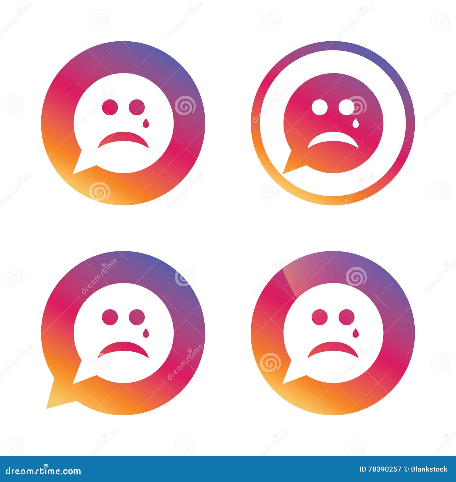 Sad Face with Tear Sign Icon. Crying Symbol. Stock Vector ...