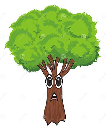 Not happy face of tree stock illustration. Illustration of leaves ...